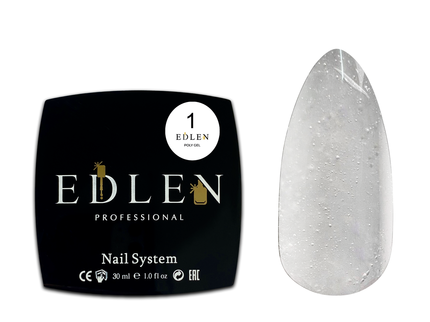 01 Гель з акрилом Poly gel Edlen 30 ml. new Прозорий – PandaNailsShop